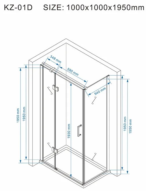 BPS-koupelny Čtvercový sprchový kout HYD-SK01D 100x100 chrom/transparent - bez vaničky
