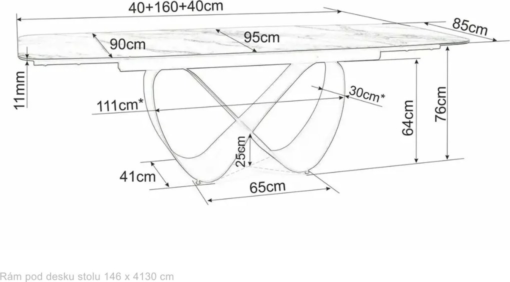 Rozkládací jídelní stůl Infinity 160/240 cm bílý mramor/černý