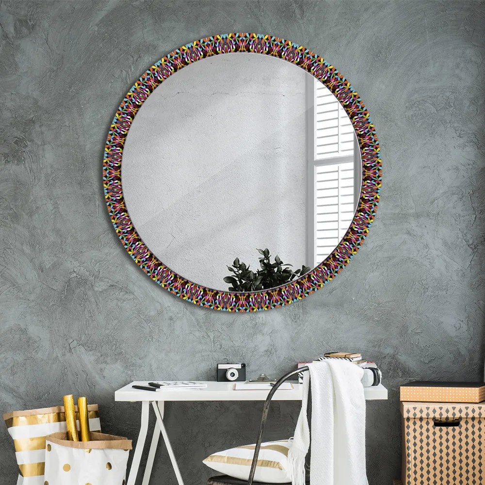 Kulaté dekorativní zrcadlo Psychedelický vzorec mandaly fi 100 cm