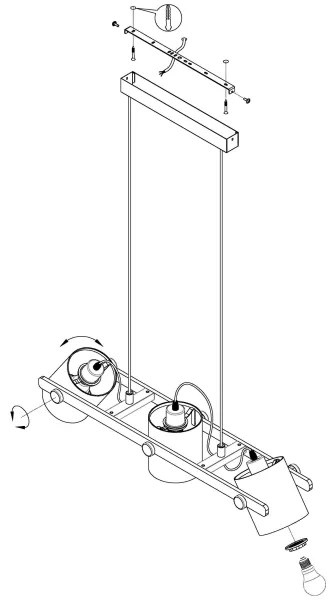 Eglo 43426 - Lustr na lanku HORNWOOD 1 3xE27/28W/230V