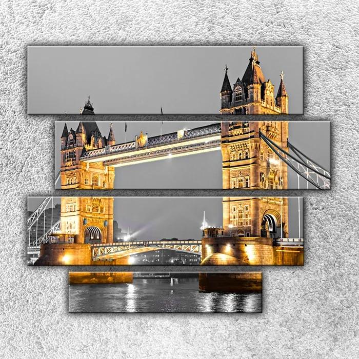 4 dílný obraz Osvětlený Tower Bridge 2