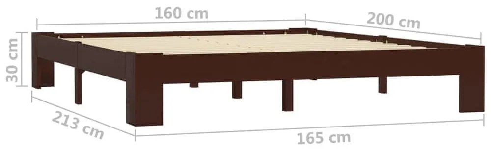Petromila Rám postele tmavě hnědý masivní borovice 160 x 200 cm