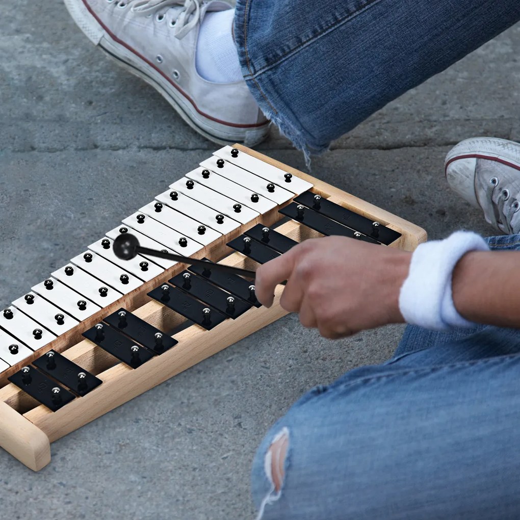 Costway 27 Note xylofon se 2 paličkami a přenosnou taškou Glockenspiel Ruční