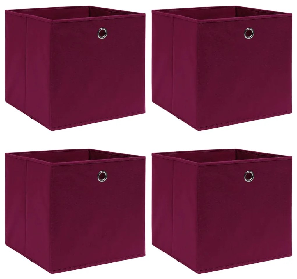 Úložné boxy 4 ks tmavě červené 32 x 32 x 32 cm textil - Default Title