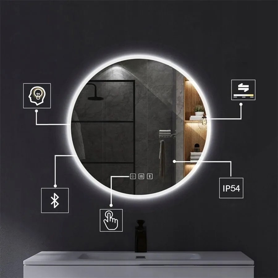Rea Rea, Zrcadlo LED BLUETOOTH FFJ 80cm, HOM-06500