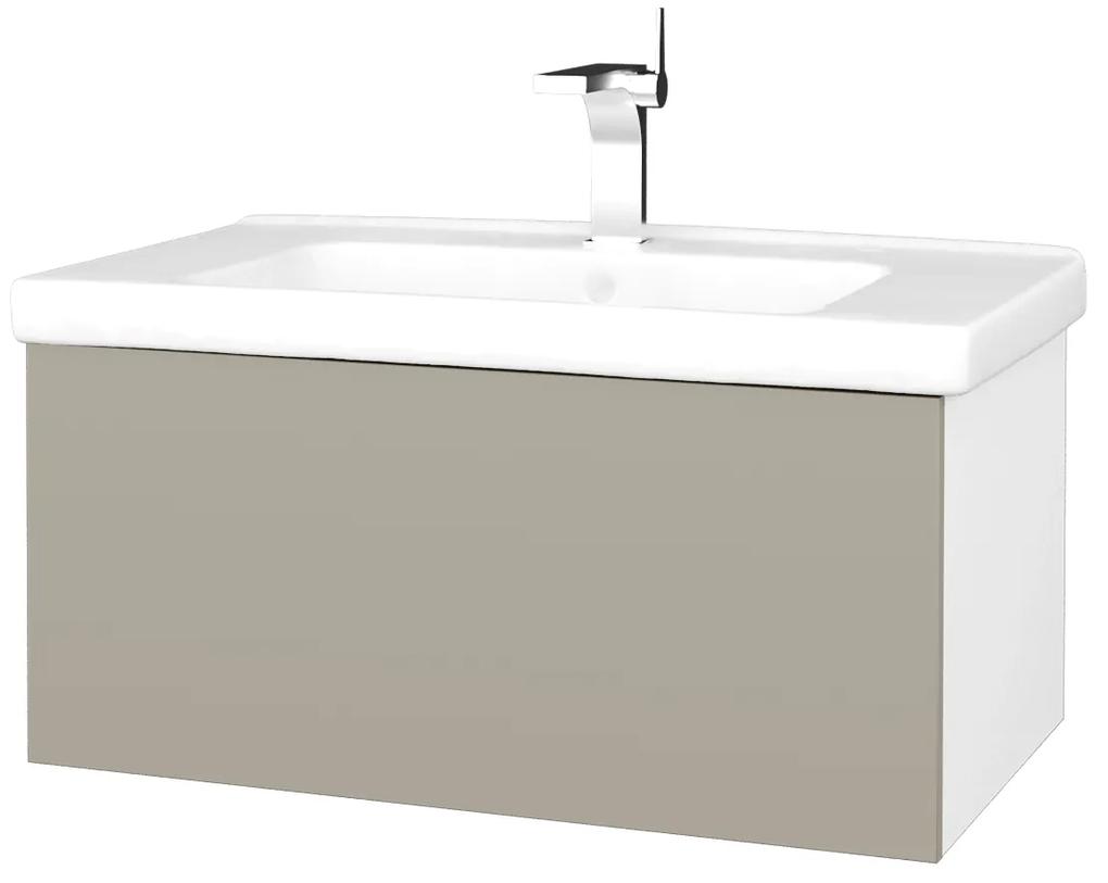 Dřevojas Koupelnová skříň VARIANTE SZZ 80 (umyvadlo Harmonia) Varianta: N01 Bílá lesk / D16 Beton tmavý