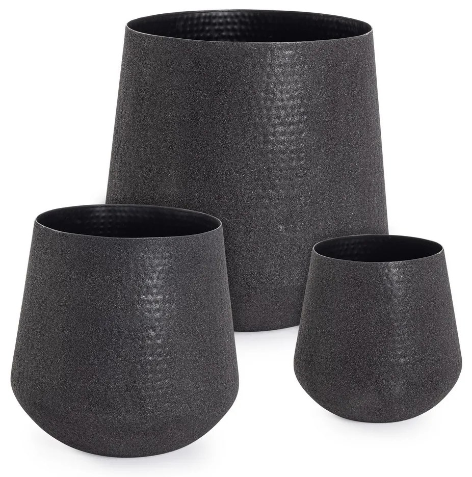 BIZZOTTO Set 3 květináčů KENAR černá