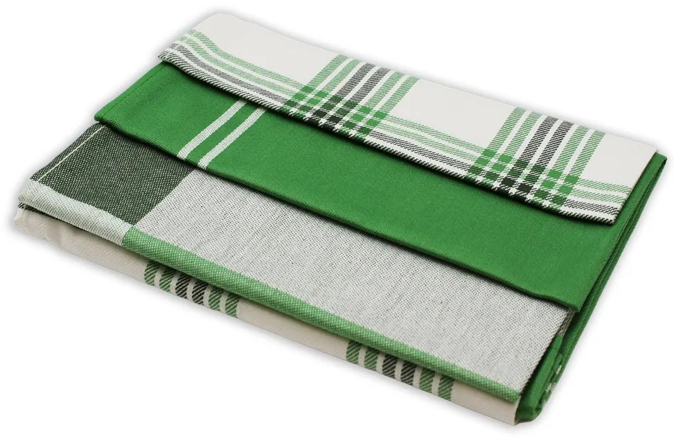 HOME ELEMENTS Sada 3 utěrek z egyptské bavlny 50*70 cm, Zelené listy