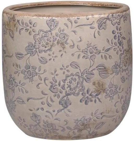 Chic Antique Keramický obal na květináč Melun Grey 13 cm, béžová barva, šedá barva, keramika