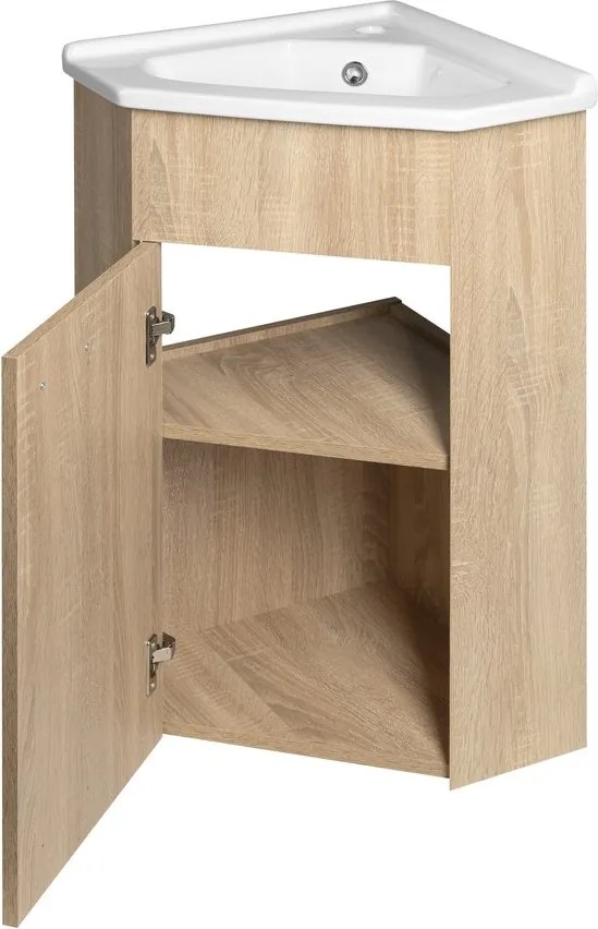 Aqualine Aqualine, ZOJA rohová umyvadlová skříňka 39x74x39cm, dub platin, 50346