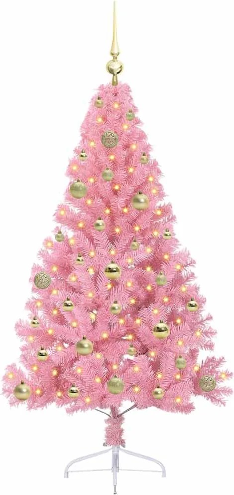 Umělý osvětlený vánoční stromeček Růžová 150 cm PVC 3397067