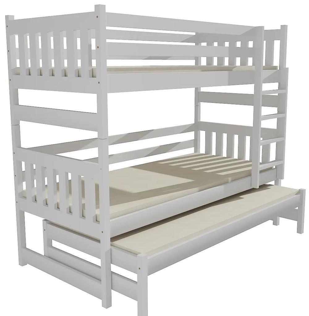 Patrová postel s výsuvnou přistýlkou PPV 019 90 x 190 cm - bílá