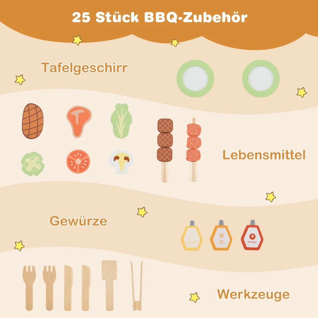 Costway Hrací sada Kids Grill s kuchyňským setem Play Food a Grill Tools