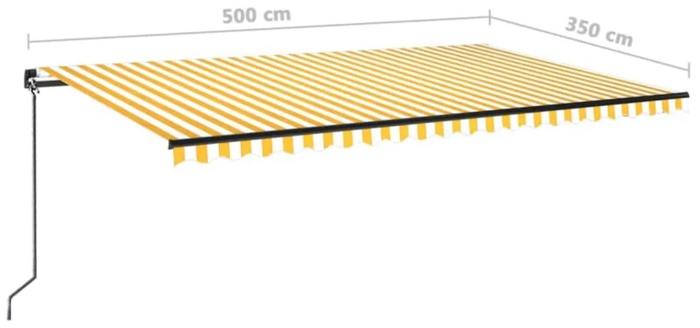 vidaXL Marketos Ručně zatahovací markýza 500 x 350 cm žlutobílá