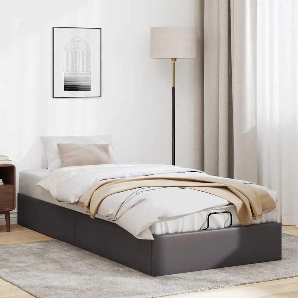 Osmanský rám postele bez matrace šedá 90x200 cm umělá kůže 3310782