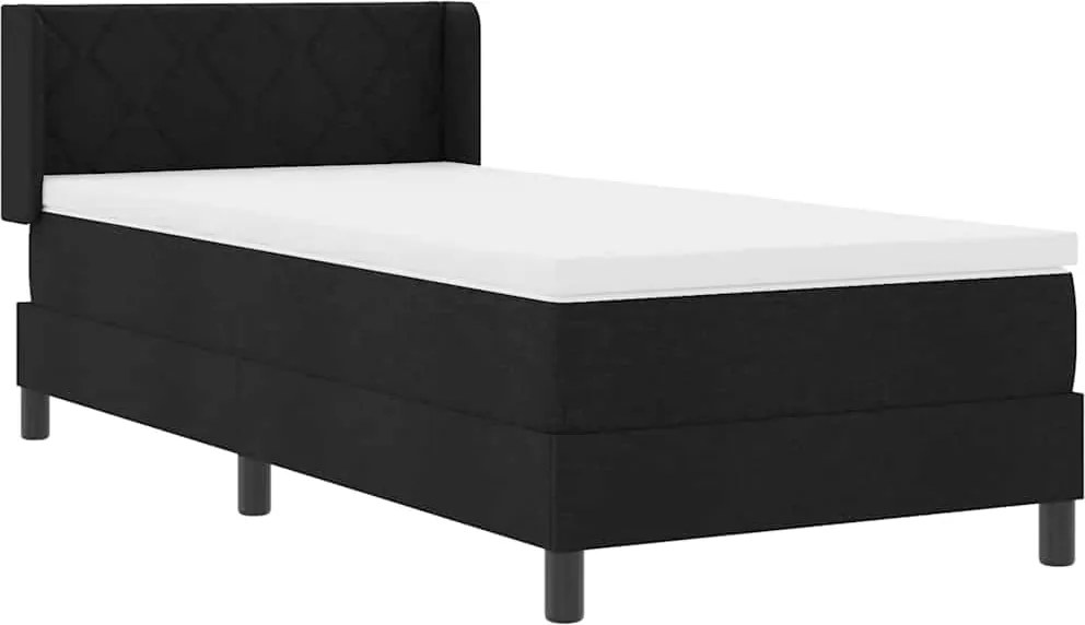 Postel s boxspringem s čelo Černý 200 x 90 cm textil 3341148