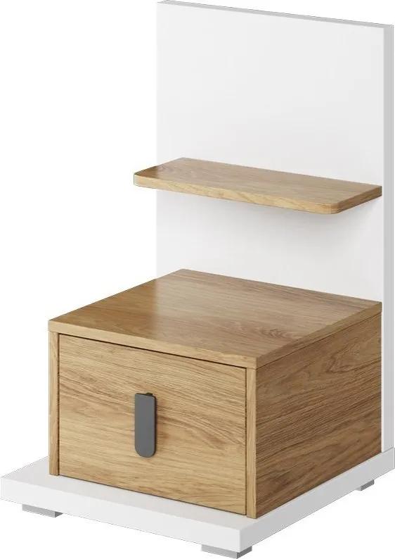 Casarredo - Komfort nábytek Noční stolek SOMAS 08L 1S, levý, bílá/ořech natural