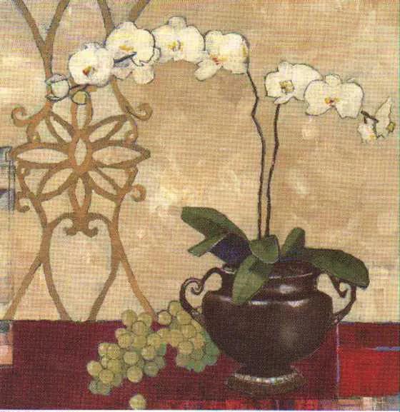 ART-STYLE Obrázek 18x18, orchidej v květináči I., rám sv. dub - červotoč