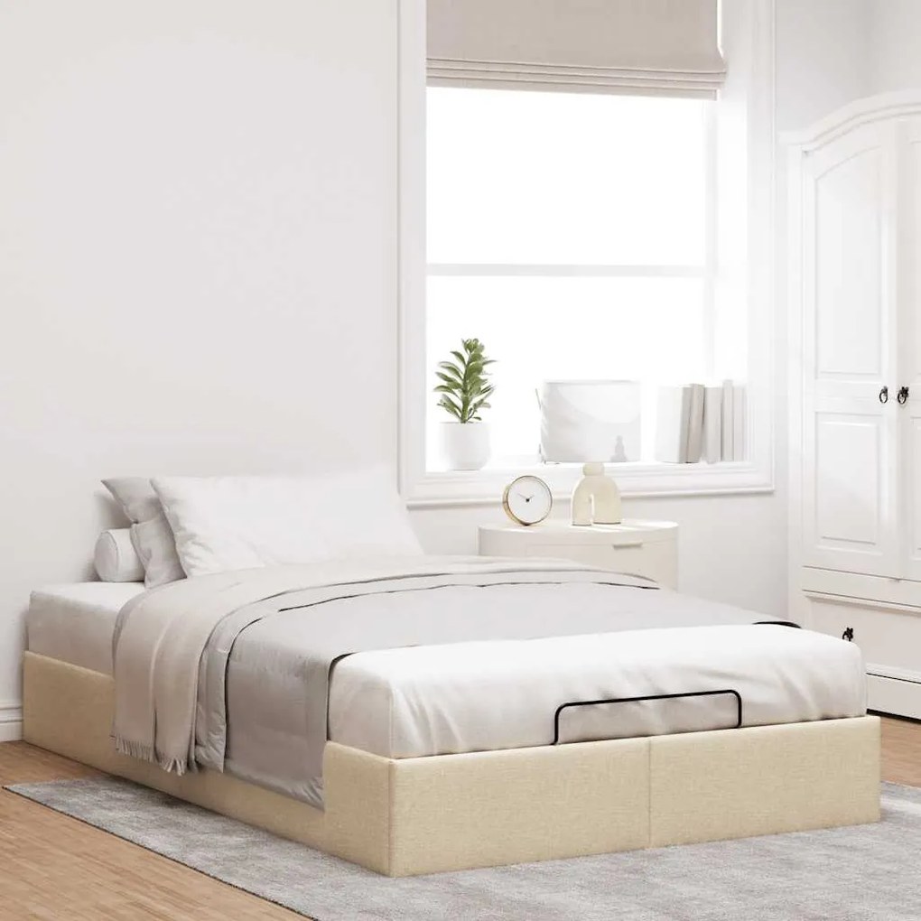 Osmanský rám postele bez matrací krémově 120x200 cm textil 3310873