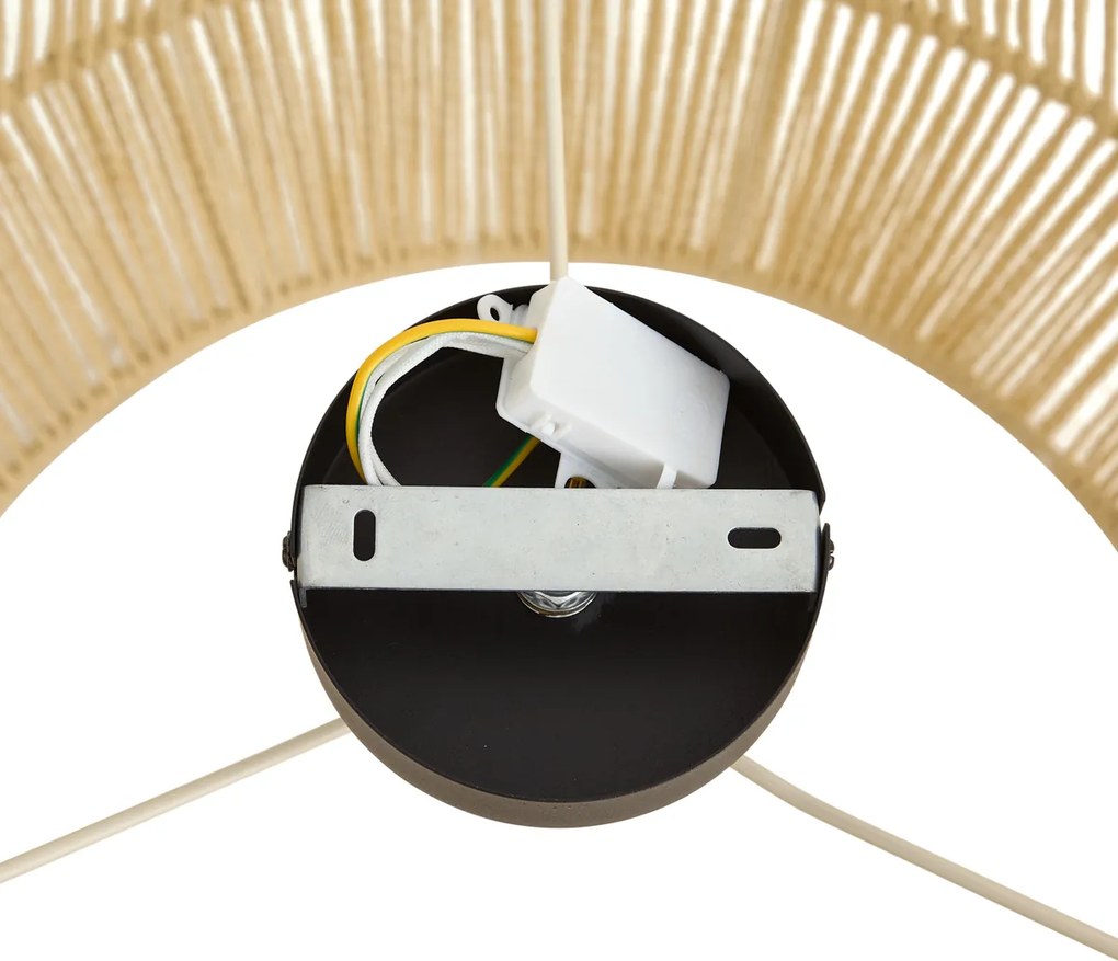 Stropní lampa černá s béžovým lanovým stínidlem 50/50/30 - Cyl