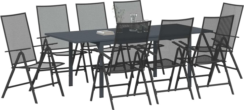 Zahradní jídelní souprava 9 ks Antracit Ocel 3378835