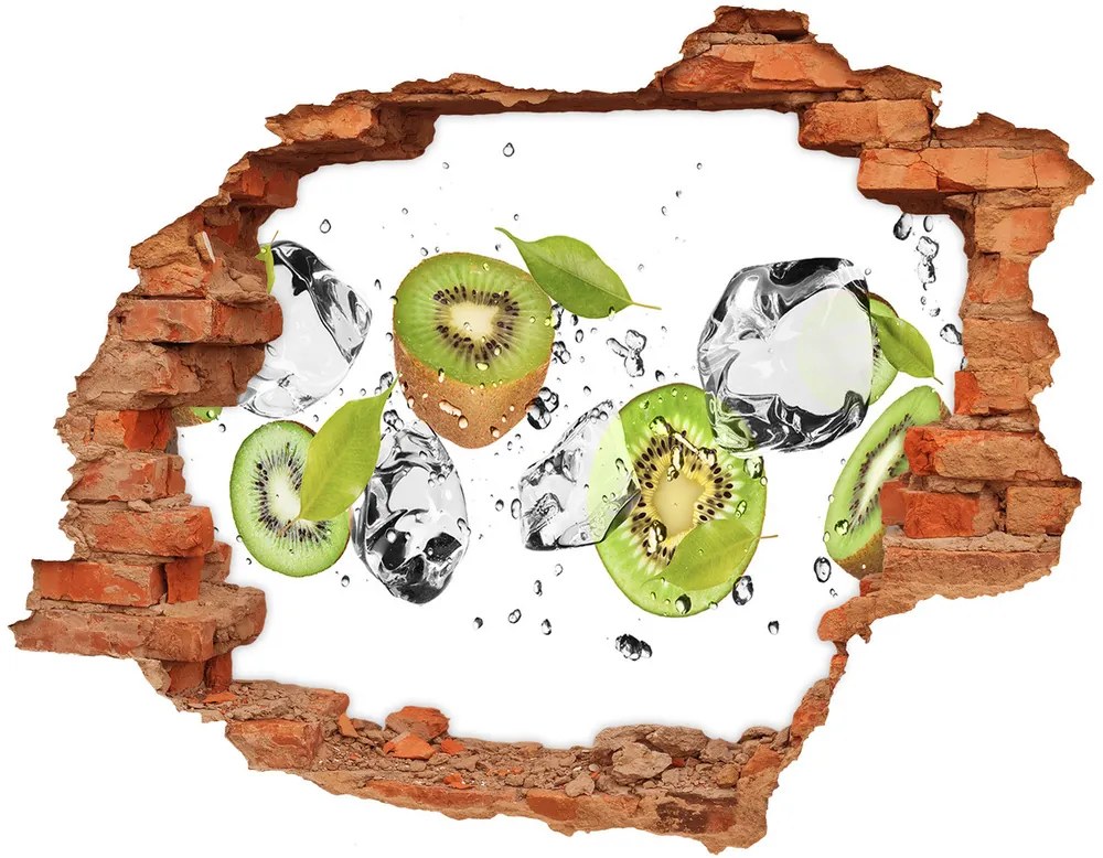 Wallmuralia Nálepka díra na zeď beton Kiwi a voda 90x70 cm