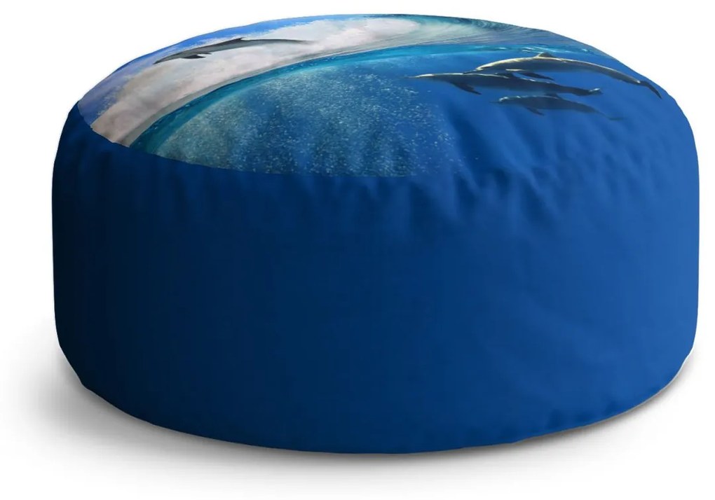 Sablio Taburet Circle Delfíni ve vlnách: 40x50 cm