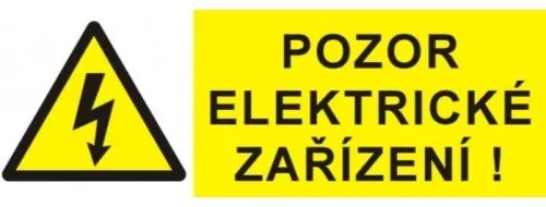 Samolepka pozor elektrické zařízení blesk v trojúhelníku (žlutá) 90x32mm