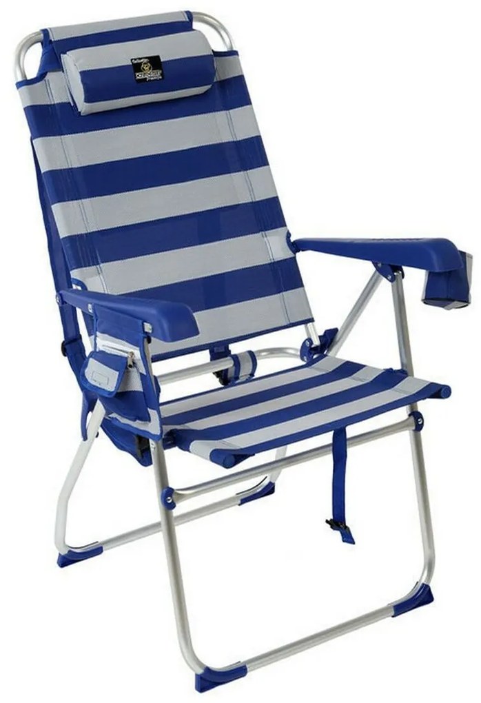 Skládací židle s opěrkou hlavy Modrá/Bílá