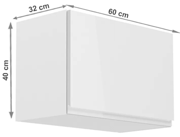 Horní skříňka, bílá / bílý extra vysoký lesk, AURORA G60K