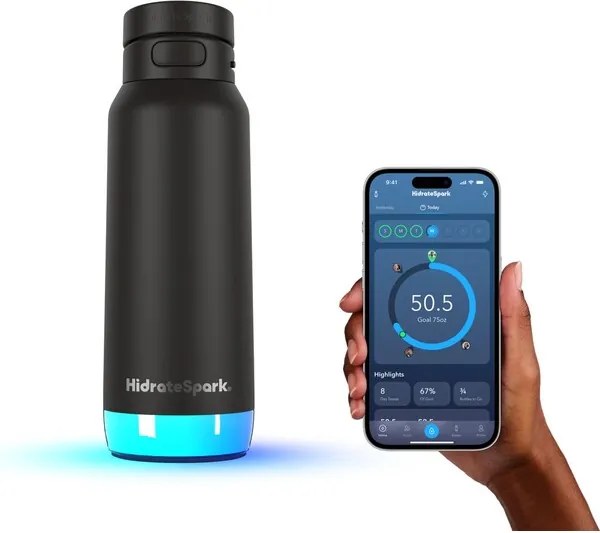HidrateSpark PRO 2 chytrá lahev s brčkem, 950 ml černá