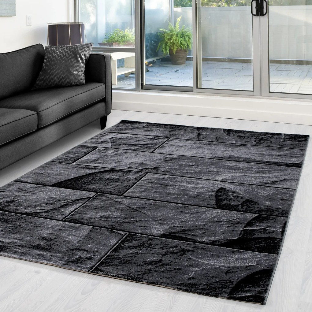 Ayyildiz, Kusový koberec Parma 9250 black, 200x290, šedá, chodba / předsíň