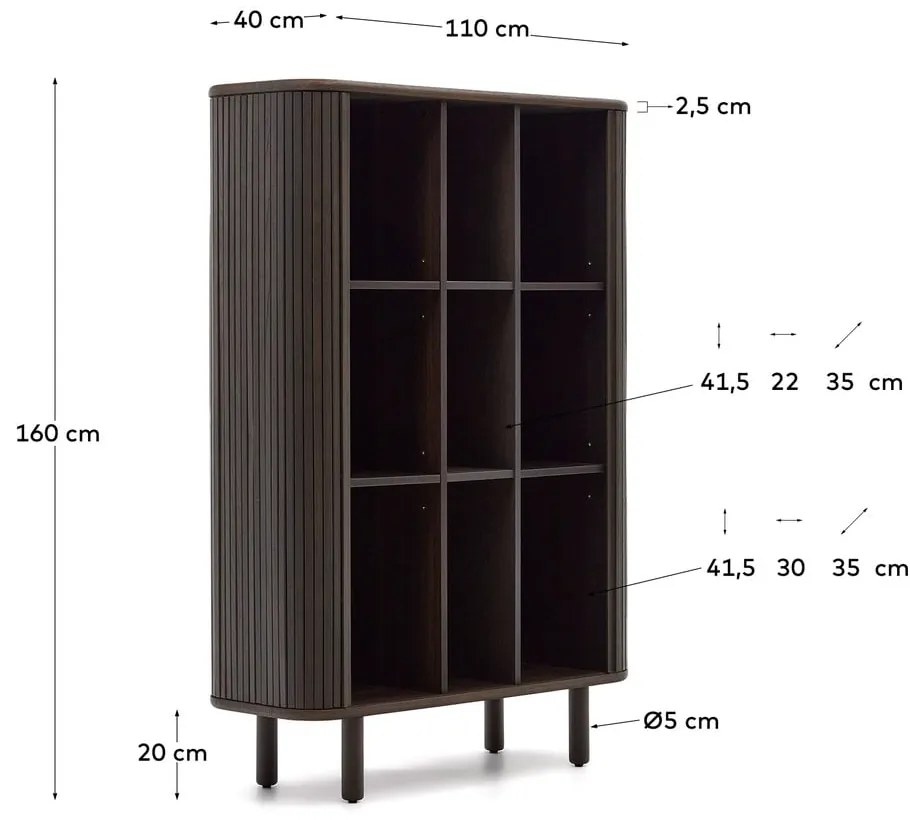 Tmavě hnědá skříňka v dekoru jasanu s posuvnými dveřmi 110x160x40 cm Mailen – Kave Home