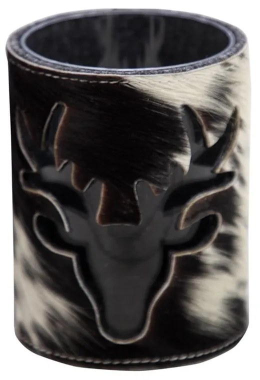 Kožená lucerna z hovězí kůže černá/bílá - Ø 11,5*15,5cm