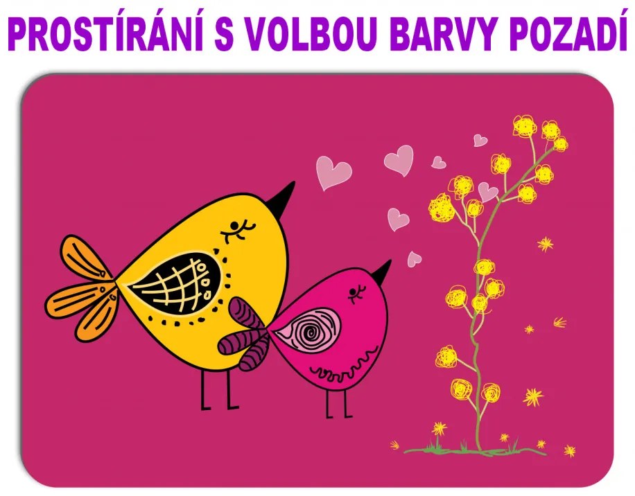 Valentýnské prostírání - 030, Zamilovaní ptáčci