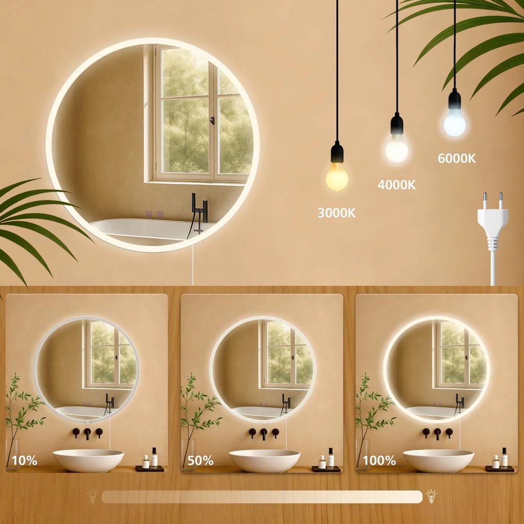 Koupelnové zrcadlo Laconia 60 bez Bluetooth – čiré sklo