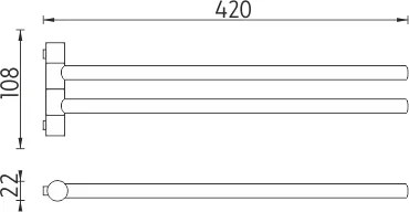 Nimco Držák na ručníky otočný, 42 cm BORMO černá - BRC 11096-90