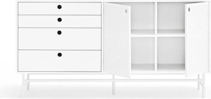Bílá komoda Teulat Punto, šířka 150 cm