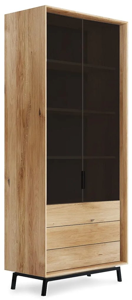 Vitrína se dvěma dvířky sklo, dub, barva přírodní dub, kolekce Modern Loft