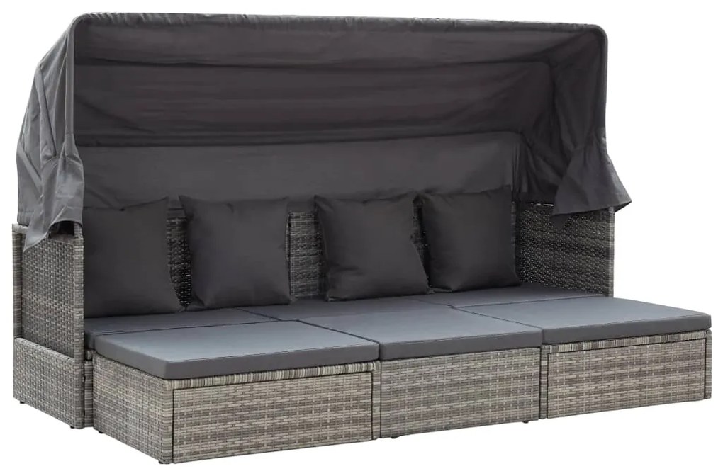 Zahradní postel se stříškou odstíny šedé polyratan,  46158