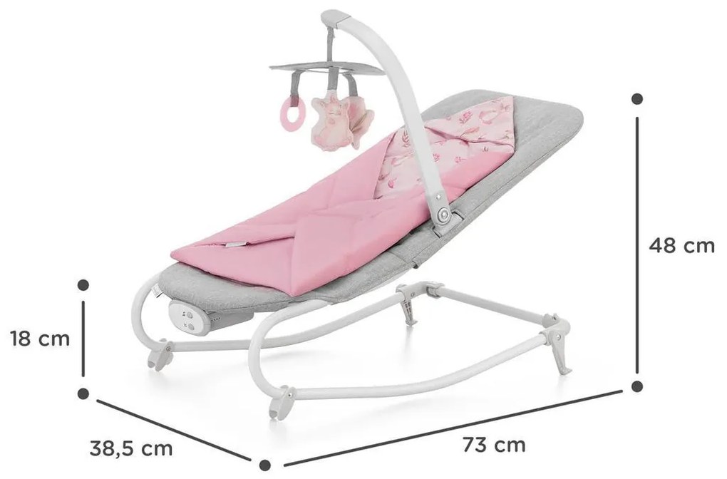 Kinderkraft Houpátko vibrující s melodií Felio 2 0 m+ do 9 kg Peony Rose