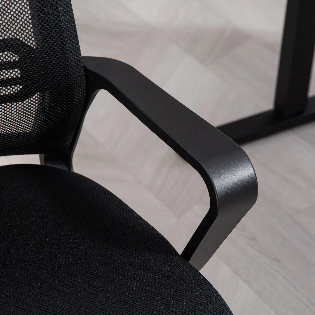 HOMCOM Křeslo do Kanceláře s Mřížkovaným Potahem, Ergonomické Křeslo na Schůzky s Kluznou Podlahou, pro Zasedací Místnost, Ložnici, Čekárnu, Recepce,