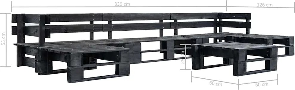 6dílná zahradní sedací souprava z palet černá dřevo 277432