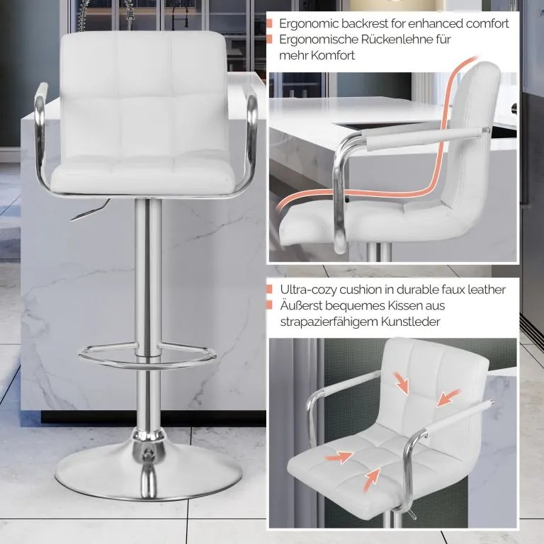 MIADOMODO Barová židle 2 ks, s područkami, bílá