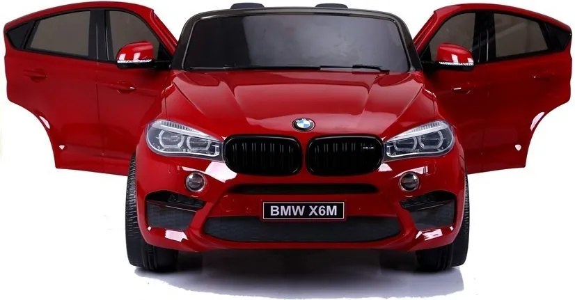 LEAN CARS Elektrické autíčko BMW X6M pro děti červené lakované LED MP3