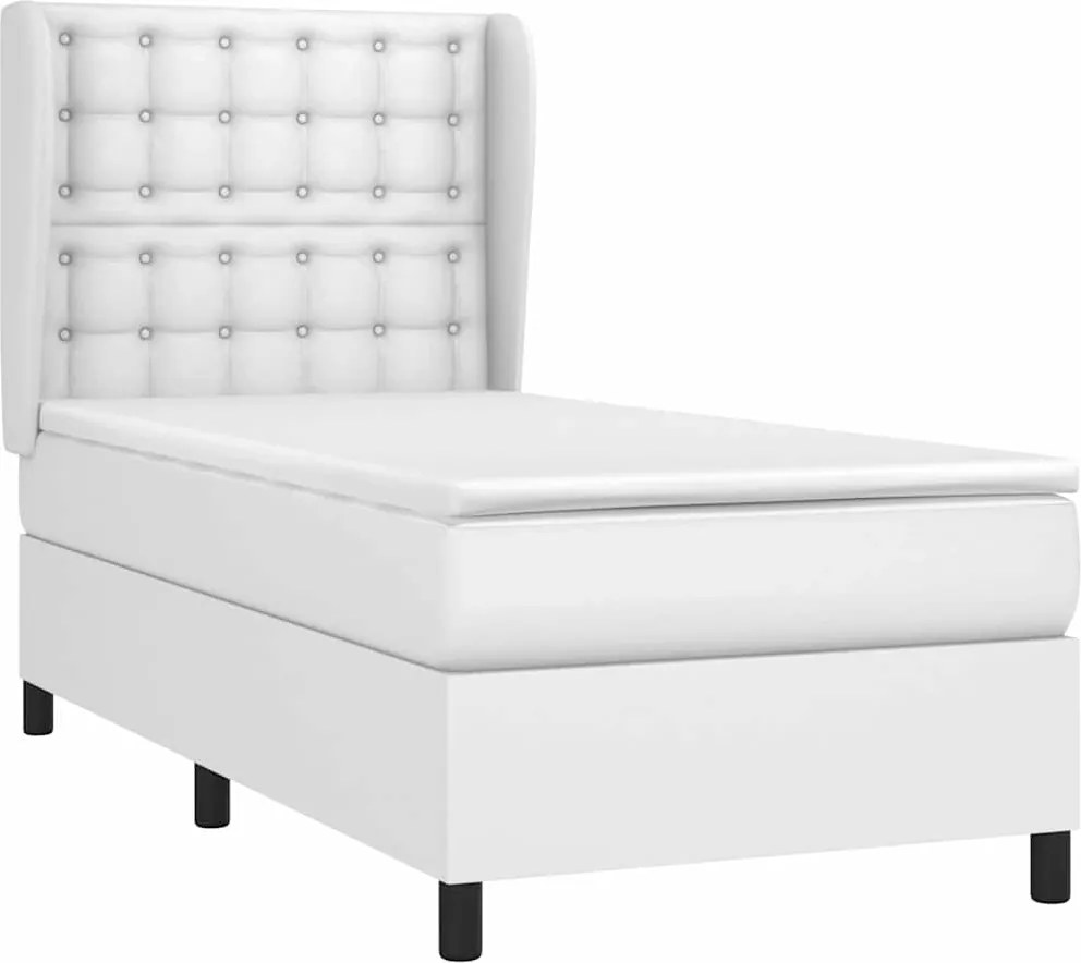 Box spring postel s matrací bílá 90x190 cm umělá kůže 3129004