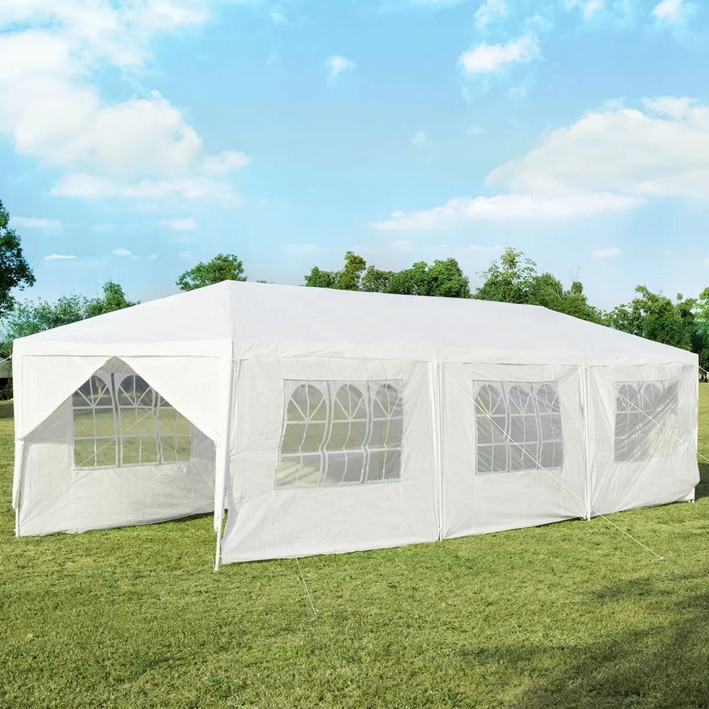 Costway Zahradní altán párty stan UV ochrana – 3 × 9 m, bílý