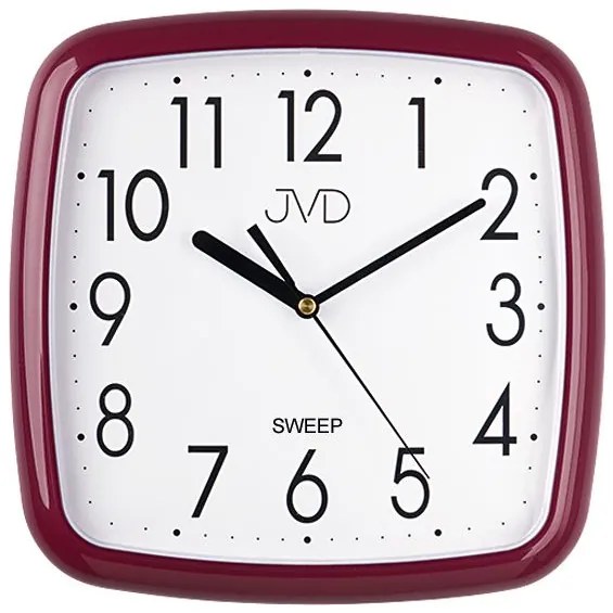 Červené bordové nástěnné tiché netikající hodiny JVD sweep HP615.13