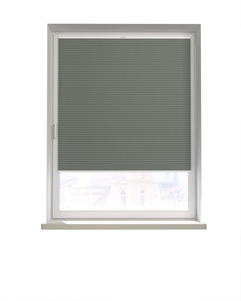 Plisé roleta na míru Honeycomb barva šedá látka reflexní, zatemňovací