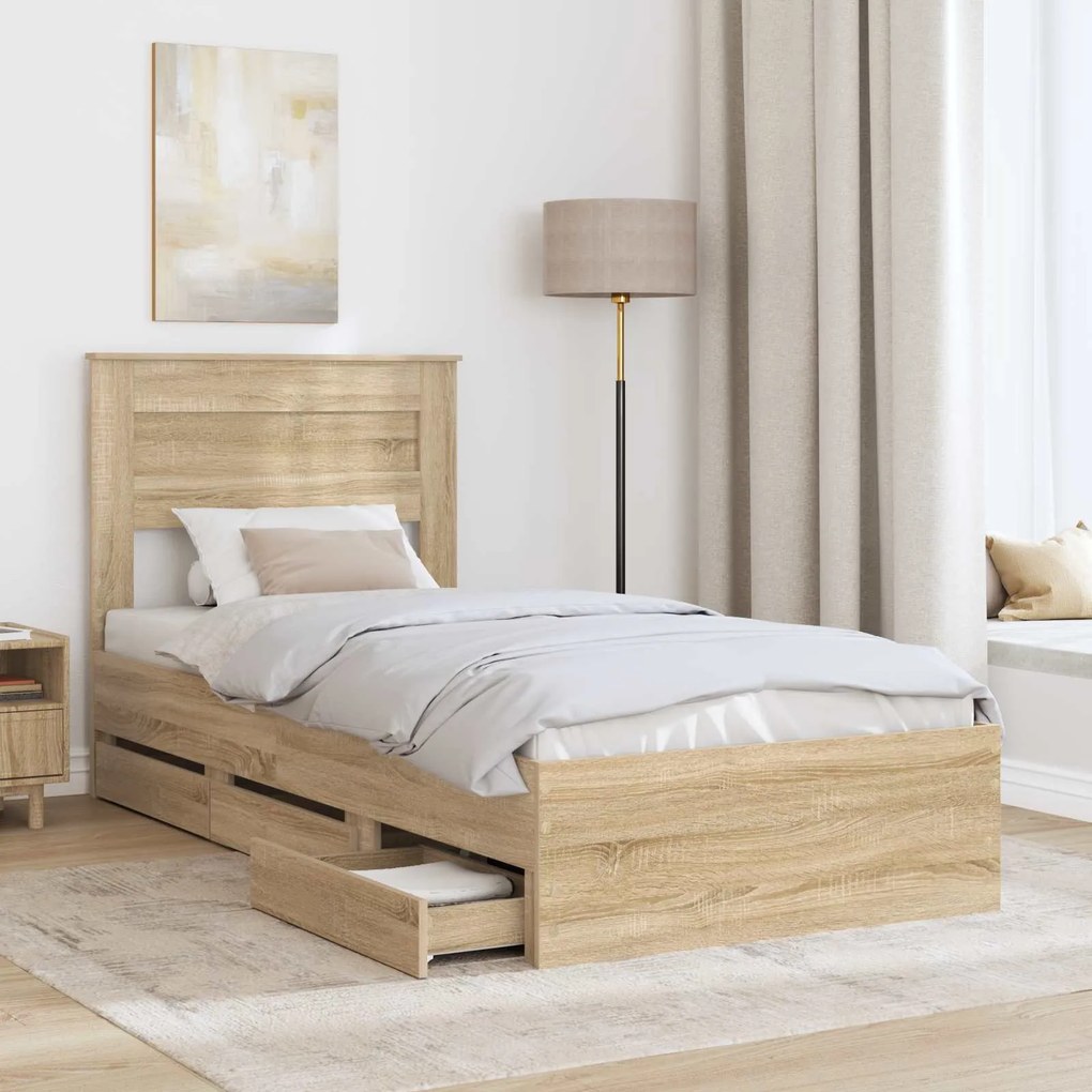 Rám postele s čelo Sonoma dub 100 x 200 cm Inženýrské dřevo 3409869